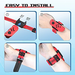 Narati Wrist Bands for Just Dance 2025 2024 2023 2022 2021 Switch, Adjustable Size Silicone Wrist Straps Compatible with Joy Cons & Switch OLED Model, 2 Pack for Adults and Children