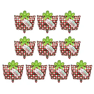 10 Piece Mini Foil Balloon Pack Christmas Balloons Great For NewYear Holiday Parties And Decor Christmas Decorations Foil Balloons Festive Party Mini Christmas Tree Hanging Ornament