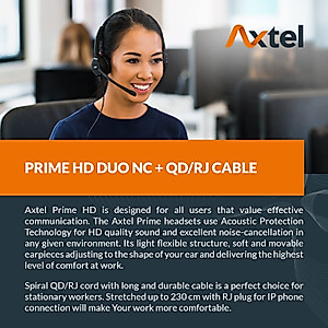 Axtel Bundle Prime Duo with AXC-02 Cable | Noise Cancellation - Compatible with Grandstream GXP1600, GXP1700, GXP2100, GRP2600 Series Phones