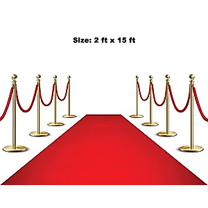 Red Carpet Floor Runner Hollywood Party Decoration Fabric 100 GSM (Red, 2x15 Feet)