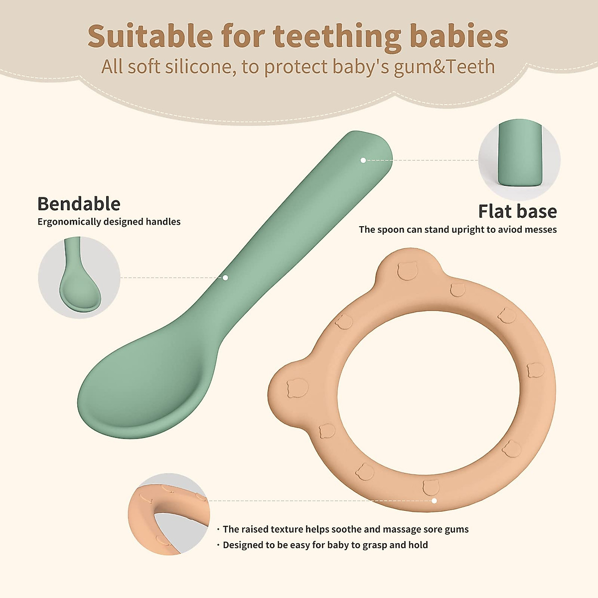 Giant Cabbage Baby Food Fruit Feeder, Silicone Baby Spoons Self Feeding 6 Months, Teething Toys for Babies 6-12 Months, Baby Feeding Supplies Toddler Utensil Teething Pacifier (Dark Blue Green Sand)