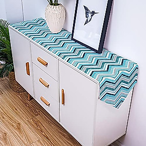 Big buy store Table Runner Zig Zag Chevron Wave Stripe Cotton Line Table Covers for Dinner Kitchen Wedding Indoor and Outdoor Parties Turquoise Nordic Style Table Setting Decor -13 x 72 inch