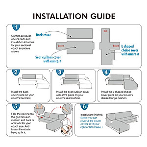 Genina Sectional Couch Covers for Dogs L Shaped Sofa Covers Chaise Lounge Cover Reversible Couch Covers for Sectional Sofa L Shape Furniture Protectors Cover for Pets, Kids (Dark Gray, Small)
