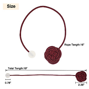 HIASTRA Strong Magnetic Curtain Tiebacks, 4 Pack Curtain Tie Modern Window Decorative Tie Backs for Curtains Rope Outdoor Holder for Sheer Blackout Drapes, Burgundy