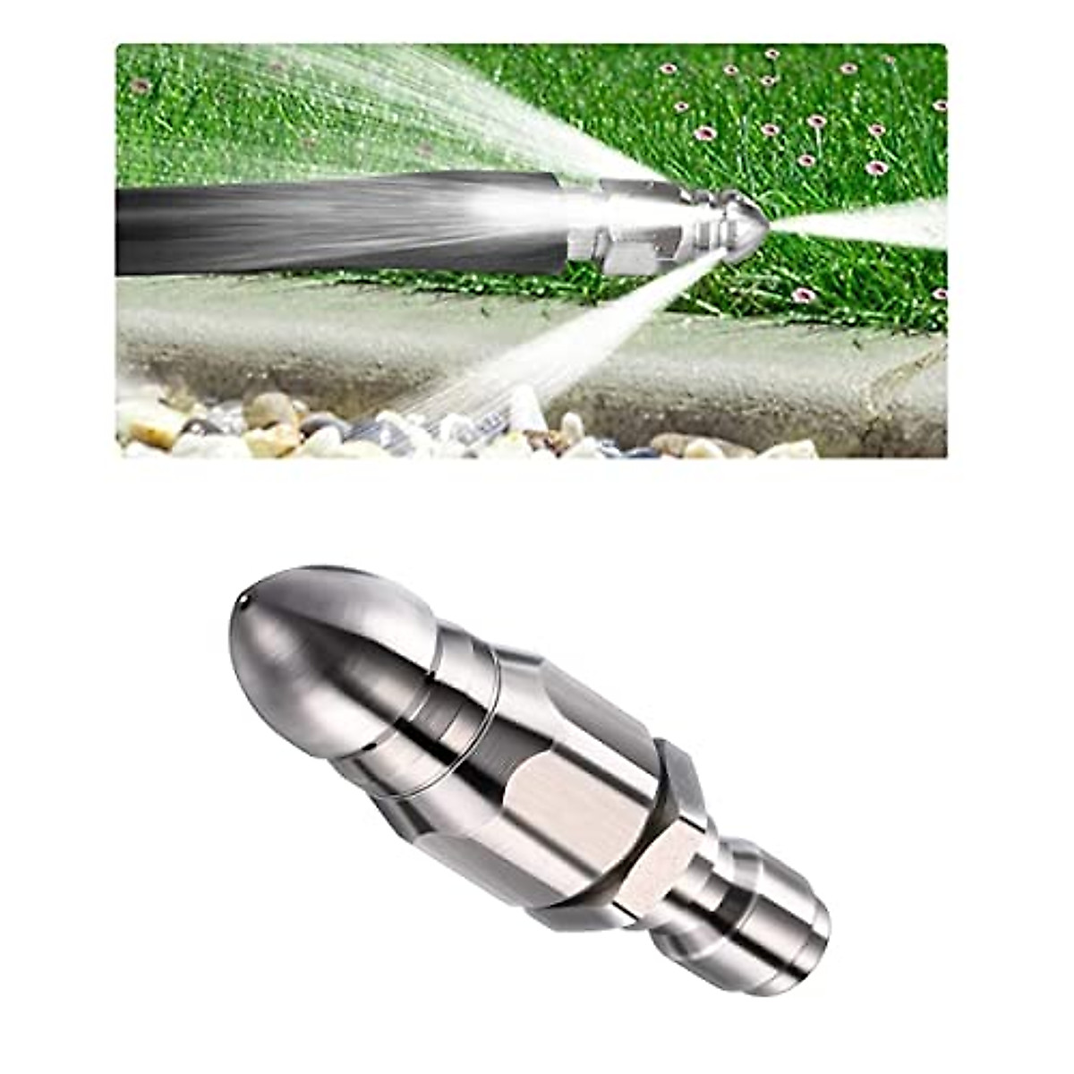 Sewer Jetter Nozzle 2PCS, NIKOEO Sewer Jetting Nozzle for Pressure Washer with Stainless Steel, Sewer Jet Hose Nozzle, Water Jet Drain Cleaners,1/4'' Quickly Connector, 5000 PSI