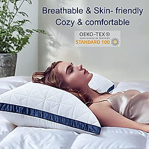 Slybear King Size Pillows Set of 2 - Cooling Hotel Luxury Bed Pillows for Sleeping 2 Pack, Supportive Breathable Down Alternative Gusseted Pillow for Side Stomach or Back Sleepers