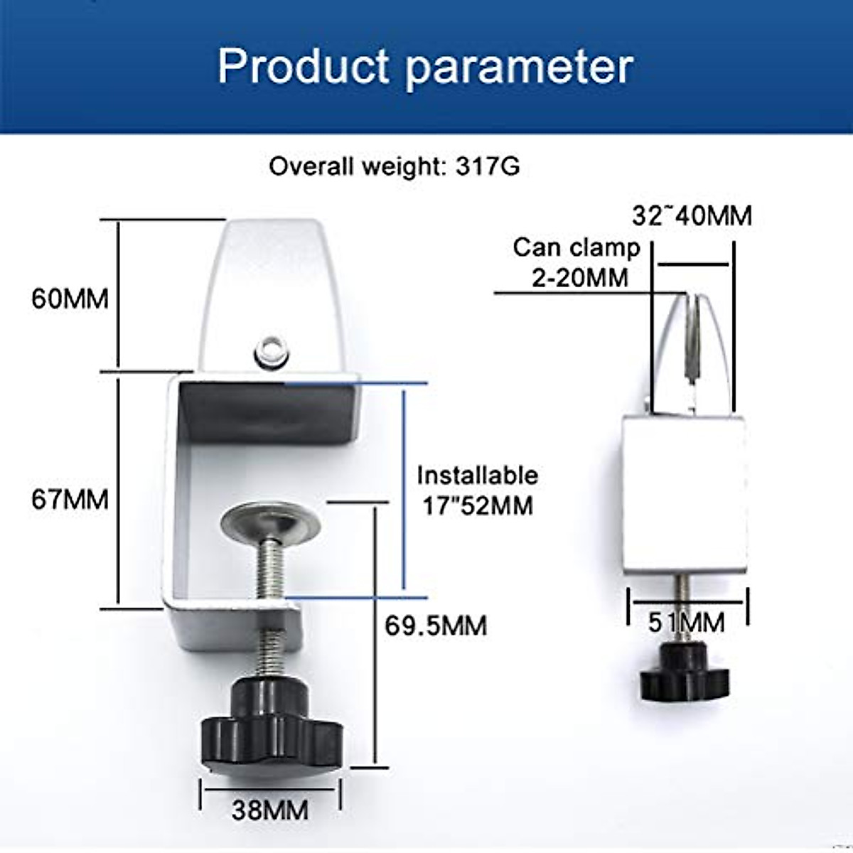 Hidyliu Desk Partition Clamp 2 Pack Partition Desk Mount Office Partition Clip, Office Partition Privacy Screen for Students Call Centers Offices Libraries Classrooms(silver)