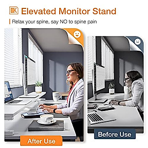 ODK Computer Desk with Drawers and Storage Shelves, 55 inch Home Office Desk with Monitor Stand, Modern Work Study Writing Table Desk for Small Spaces, White + White Leg