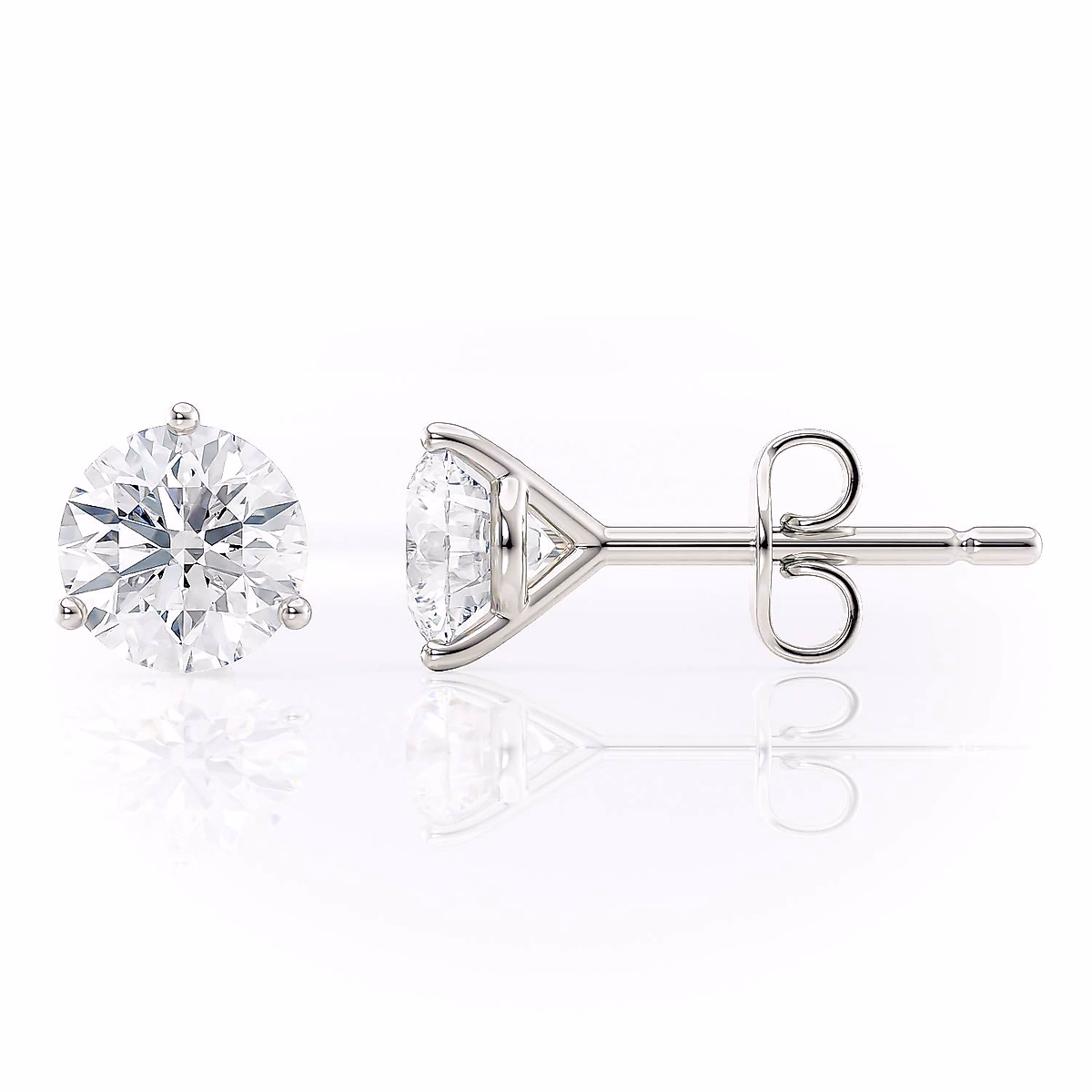 1/3 Carat Diamond Round Stud Earrings for Women in 14k White Gold (G-H, SI2-I1, cttw), 3-Prong Martini Push Back by Privosa Fine Jewelry