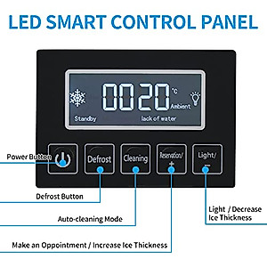 ROVSUN 200lbs/24h Commercial Ice Maker, Freestanding Ice Machine with LED Control Panel & Storage Bin, Perfect for Restaurant Bar Cafe Home Office, Includes Scoop & Connection Hose