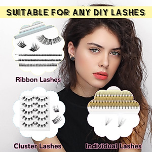 Lash Bond and Seal Cluster Lash Glue for Lash Clusters Super Strong Hold 48 Hours Long Lasting Bond and Seal Lash Glue Waterproof Latex-Free Black Eyelash Glue + Sealant by Mereton (Pink Bottle)