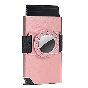 Fermido Womens AirTag Wallet, Women's Metal Card Case Small Aluminum Card Holder, Minimalistic Pop Up Card Wallet for Cards for Women, RFID Womens Slim Wallet for Cash and Cards