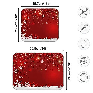 xigua Christmas Snowflakes Dish Drying Mat for Kitchen Counter,Texture Ultra Absorbent Reversible Microfiber Dishes Drying Rack Pad Heat-resistant Mats 16x18in