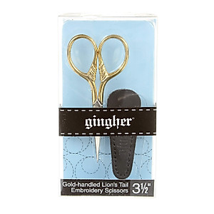 Gingher 3.5 Inch Gold-Handled Lion's Tail Embroidery Scissors (01-005870)