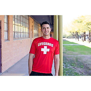 LIFEGUARD Officially Licensed Mens Performance Active Moisture Wicking Cooling Tee Shirt (XL) Red