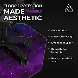 AREIA Computer Chair Mat (47” x 47”), Noise Cancelling Gaming Chair Mat – Anti-Slip Gaming Floor Mat – Scratch Resistant Mat for Office Chair – Octagon Computer Chair Mat for Hardwood Floor