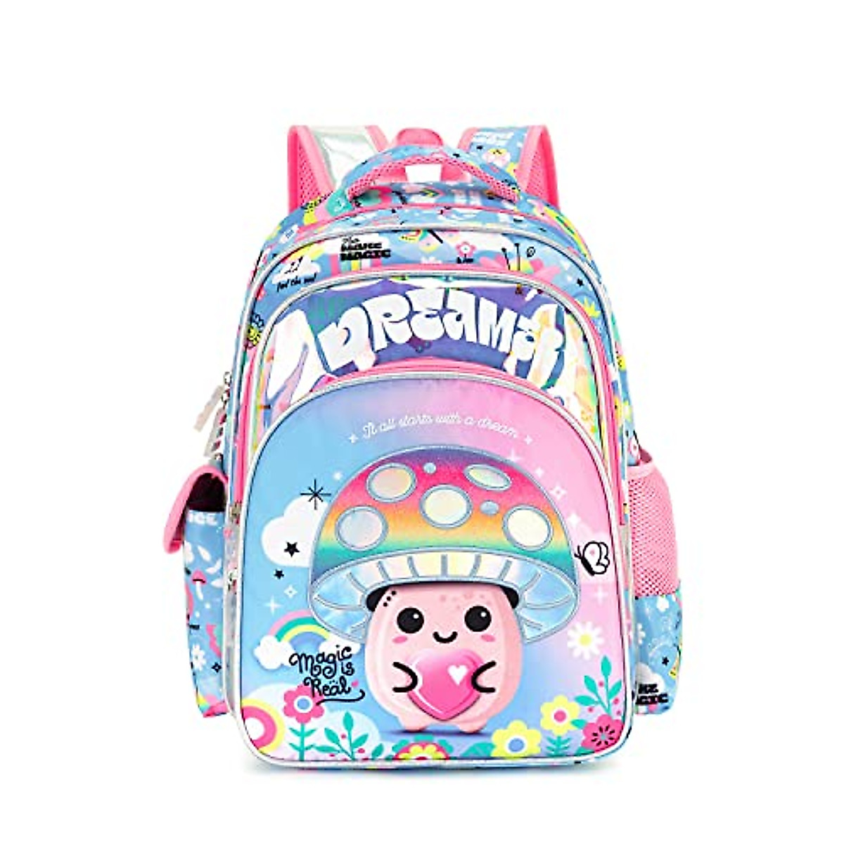 Robhomily Mushroom Girls Backpack with Lunch Box for Elementary School
