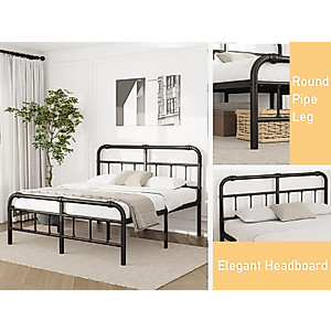 Bednowitz King-Bed-Frame-with-Headboard and Footboard, 18 Inch High Metal Platform King-Size-Bed-Frame, 4000 Lbs Heavy Duty Steel Slats Support, No Box Spring Needed, Noise Free