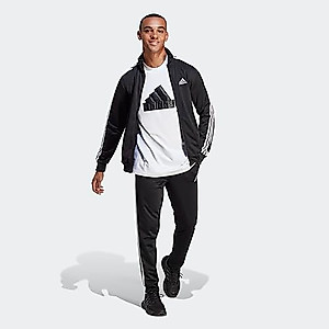 adidas Men's Sportswear Basic 3-stripes Tricot Track Suit, Black, Large