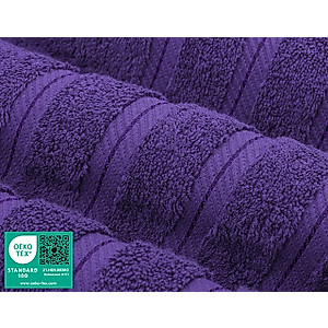 American Soft Linen Luxury 6 Piece Towel Set, 2 Bath Towels 2 Hand Towels 2 Washcloths, 100% Cotton Turkish Towels for Bathroom, Purple Towel Sets
