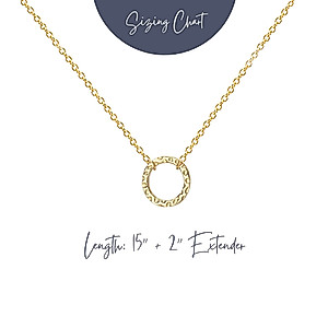 Ava Riley Necklaces for Women Gold Necklace Dainty Karma Choker Hammered Open Circle 14K Real Plated Jewelry