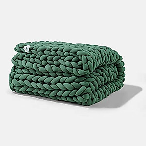 Gravity Blanket Weighted Chunky Knit Blanket, Chunky Hand Knitted Blanket, 10 lbs Deep Forest, 42"x 66", Original Weighted Blanket for Sleep, Bamboo Jersey Made, Breathable Cozy Warm Throw Blanket