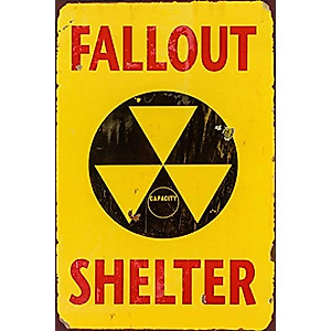 Fallout Shelter Vintage Look Reproduction Metal Tin Sign, Garage Decor Man Cave Sign 8x12 Inches
