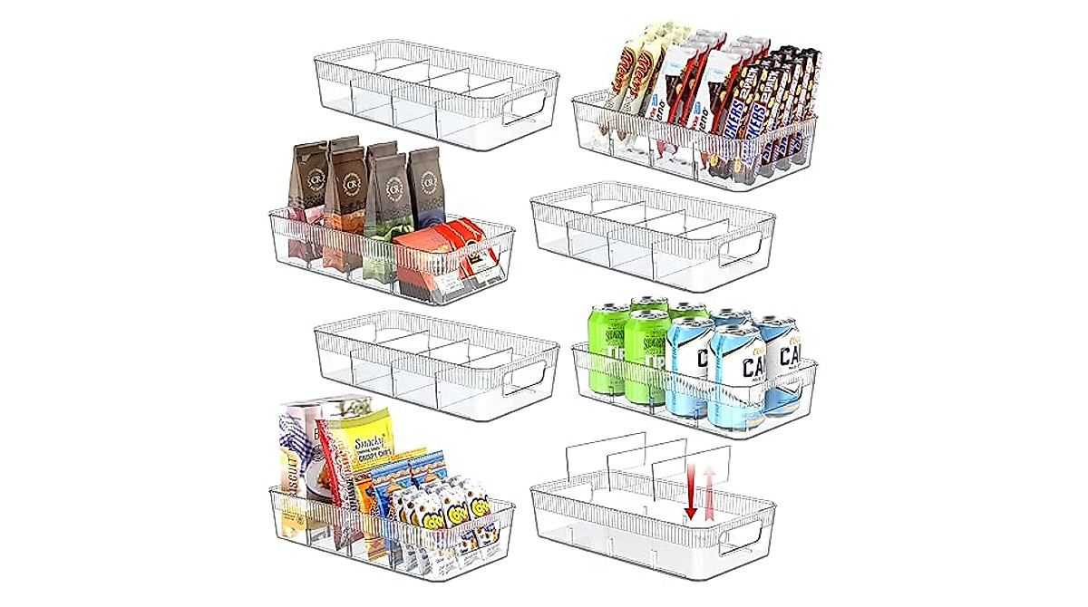8 Pack Food Storage Organizer Bins for Clutter-Free Pantry