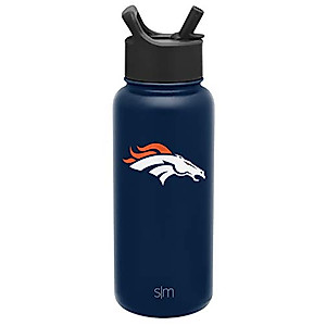 Simple Modern Officially Licensed NFL Denver Broncos Water Bottle with Straw Lid | Vacuum Insulated Stainless Steel 32oz Thermos | Summit Collection | Denver Broncos