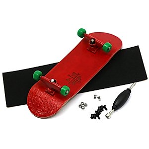 Teak Tuning Prolific Complete Fingerboard with Upgraded Components, Watermelon Edition - Pro Board Shape and Size, Bearing Wheels, Trucks, and Locknuts - 32mm x 97mm Handmade Wooden Board