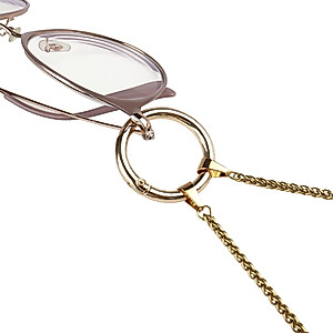 Guran Glasses Holder Chain Loop for Sunglasses Eyeglass Necklace Holder Ring Holder (Gold)