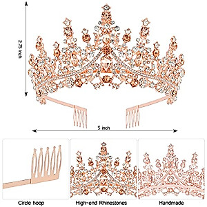 Birthday Sash and Tiara for Women Rose Gold Glitter Crystal Tiara & "Birthday Queen" Sash Set Birthday Crown and Sash for Girls Princess Birthday Decorations Party