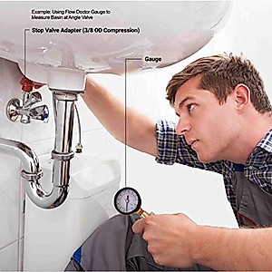 Flow Doctor Water Pressure Glycerin Filled Gauge Kit, All Purpose, 6 Parts Kit, 0 To 200 Psi, Standard 3/4" Female Garden Hose Thread Plus 5 Adapters To Test in Multiple Locations Indoors and Outdoors