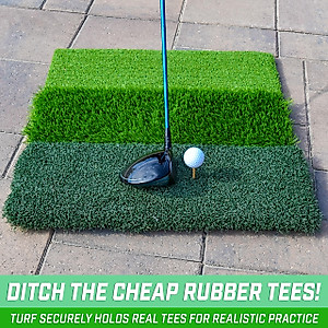 GoSports Tri-Turf XL Golf Practice Hitting Mat - Huge 24 Inch x 24 Inch for Optimal Practice