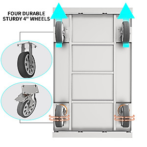 2IN1 Steel Panel Truck Cart,2500LBS 36" x 24" Heavy Duty Flatbed Cart,Platform Truck,Drywall Dolly Cart,Hand Truck Flat Cart with 6" Wheels,2MM Plate Lumber Push Cart with 1Front and 2 Side Handrails