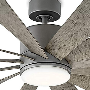 Modern Forms FR-W1815-80L-GH/WG Windflower 80 Inch 12 Blade Indoor/Outdoor Smart Fan with Six Speed DC Motor and LED Light in Graphite Finish Works with Nest, Ecobee, Google Home and iOS/Android App,