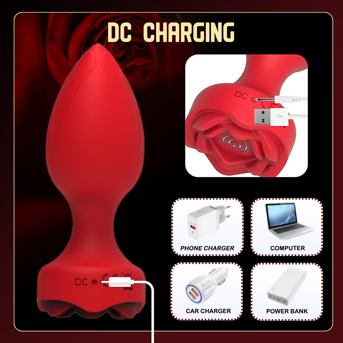 Anal Plug Sex Toys for Women, Vibrating Butt Plug Anal Toys Anal Vibrator Buttplug Sex Toys for Couples with 10 Vibration Mode, G Spot Anal Dildo Vibrators Prostat Massager Rose Sex Toy for Men Woman