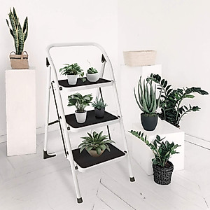 3 Step Stool, Gimify Folding Step Ladder Steel Stepladders Non-Slip Sturdy Steps Wide Pedal with Comfortable Hand Grip for Home Kitchen Garden Office 330 lbs