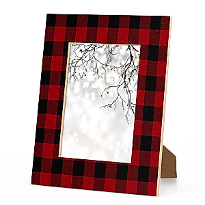 JXDXHCW 4x6 Picture Frame Red Buffalo Plaid Home Gallery Wall Tabletop Decor with Stand Hanging Hook for Photos Certificate Poster Collage Display-Checkered Pattern Frame