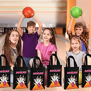 Kajaia 24 Pcs Bowling Party Favor Bags Bowling Goodie Bags Reusable Non Woven Bowling Gift Bags with Handles Bowling Party Decor Bowling Birthday Party Supplies(Cute Style)