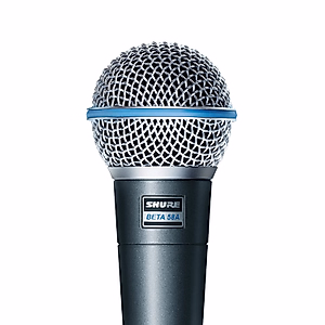 Shure BETA 58A Vocal Microphone - Single Element Supercardioid Dynamic Mic for Stage and Studio, Includes A25D Adjustable Stand Adapter, 5/8” to 3/8” (Euro) Thread Adapter and Storage Bag