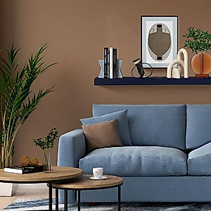 Habudda Floating Shelves, Wall Decor Wood Shelf for Bathroom Bedroom Kitchen Living Room Hanging Mounted Storage, Extra Long 35.5 Inch Set of 2, Wooden Rustic Navy Blue