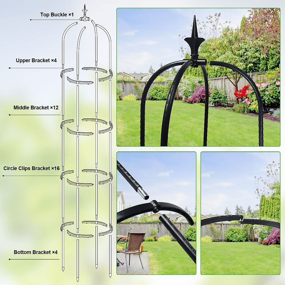 Garden Trellis for Climbing Plants, Tower Obelisk Garden Trellis 6.5ft Tall Plant Support Vine Supports Plant Tower for Climbing Vines and Flowers Stands 2 Pack