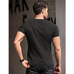COOFANDY Men's Muscle T Shirts Stretch Short Sleeve V Neck Bodybuilding Workout Tee Shirts