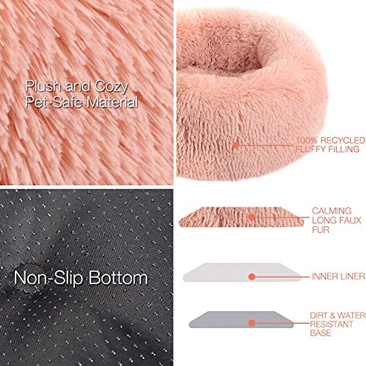 Calming Dog Bed & Cat Bed,Anti-Anxiety Donut Cuddler Dog Bed,Warming Cozy Soft Round Pet Bed for Mini Small Medium Dogs Cats,Fluffy Faux Fur Plush Pet Dog Cat Cushion Bed for Kitty Puppy 20"