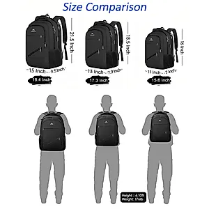 MATEIN 15.6 Inch Backpack for Traveling On Airplane for Women Men, Professional Business Laptop Backpack with Multiple Organization Pockets Water Resistant Casual Daypack, Black