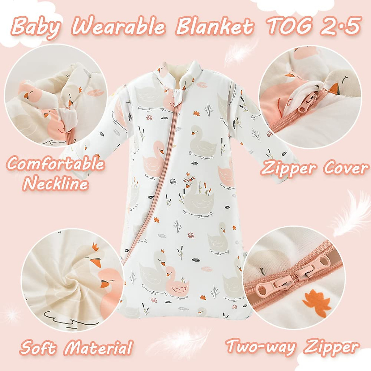 XIFAMNIY Tog 2.5 Baby Wearable Blanket Toddler Kids Sleeping Bag Detachable Long Sleeve Swaddle 0-5T…