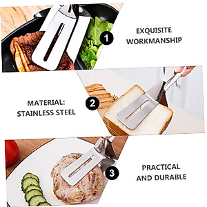 FUNOMOCYA 1pc Stainless Steel Spatula Clip chinese wok spatula Stainless Steel Food Tongs Pancake Shovel steak tongs bread tongs spatulas for nonstick cookware Kitchen Gadget fried Noodle