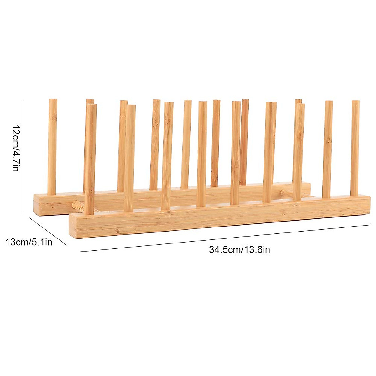 Fdit Bamboo Dish Rack Plates Holder Kitchen Storage Cabinet Organizer for Cup Pot Lid Cutting Board Countertop Organization