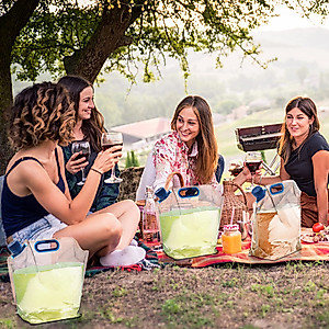 AVLA 6 Pack Collapsible Water Container Bag, 1.5 Gal Clear Plastic Foldable Storage Jug, No-Leak Freezable Camping Carrier Tank, Folding Hiking Hydration Canteen for Outdoor Sport Riding Mountaineer